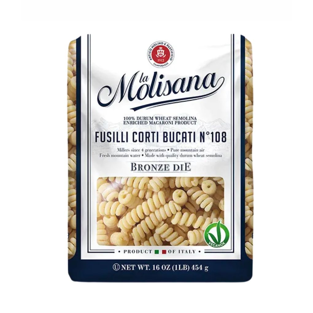 La Molisana Fusilli Corti Bucati Pasta #108, 100% Italian Wheat, 16 oz
