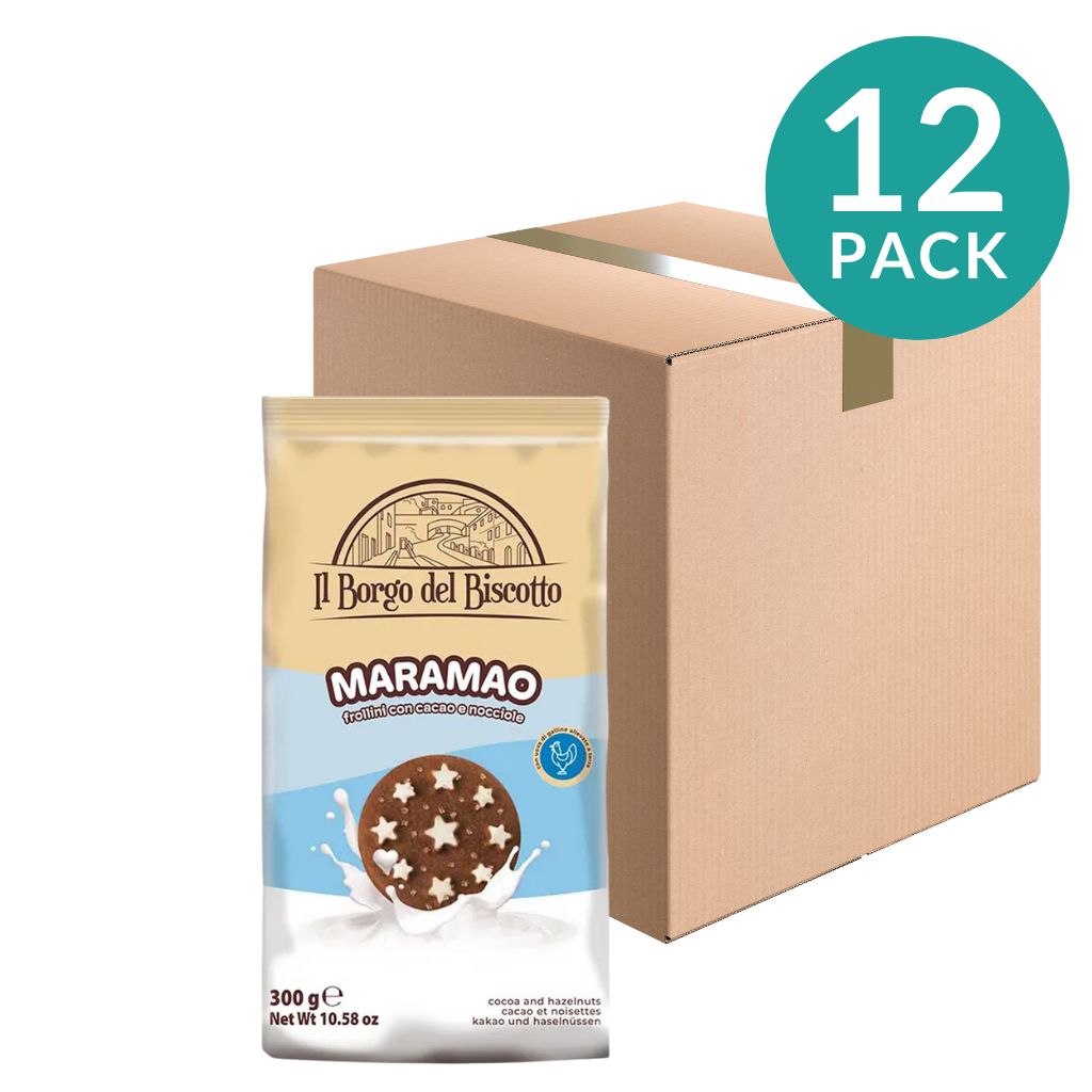 12-Pack Italian Cocoa Cookies with Stars Maramao by Borgo Del Biscotto