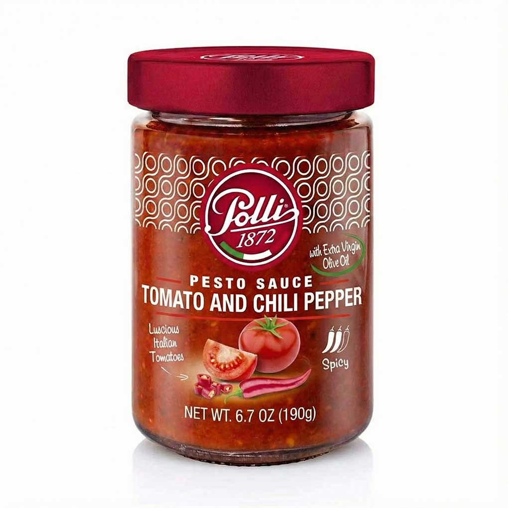 Polli Pesto Sauce with Tomato and Chili Pepper, 6.7 oz (190 g)