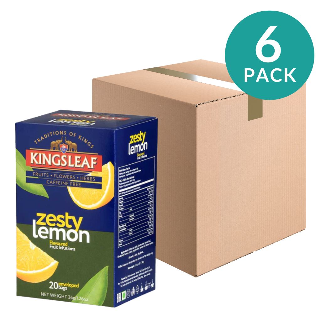 6-Pack Zesty Lemon Ceylon Tea, Caffeine Free, 20 Bags by Kingsleaf, 1.
