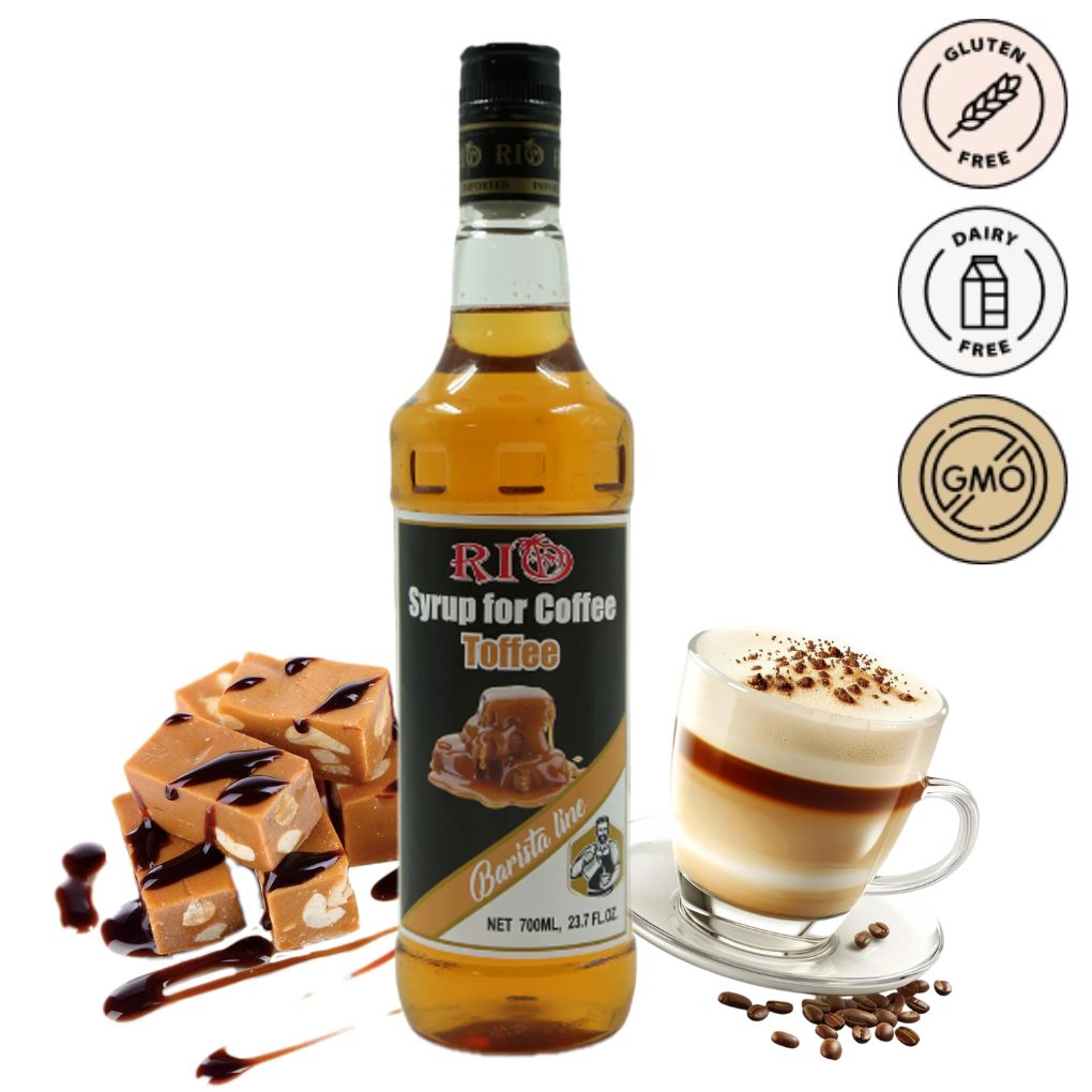Toffee Syrup for Coffee by Rio, 23.7 fl oz (700 ml) [Expiration Date 4