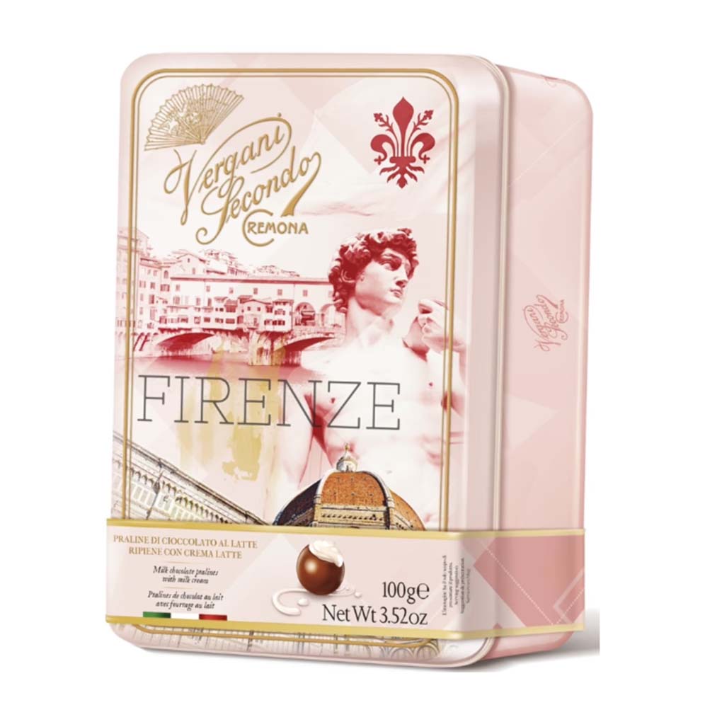 Vergani Milk Chocolate Pralines with Milk Filling in Gift Tin, 3.52 oz