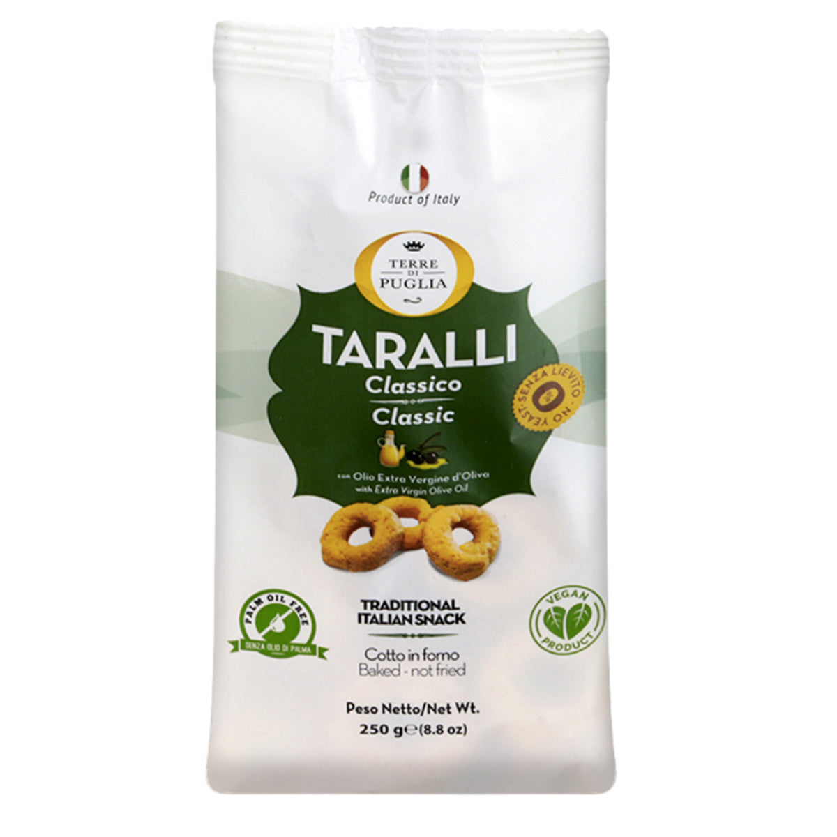 Italian Taralli with Extra Virgin Olive Oil, Vegan & No Palm Oil, 8.8
