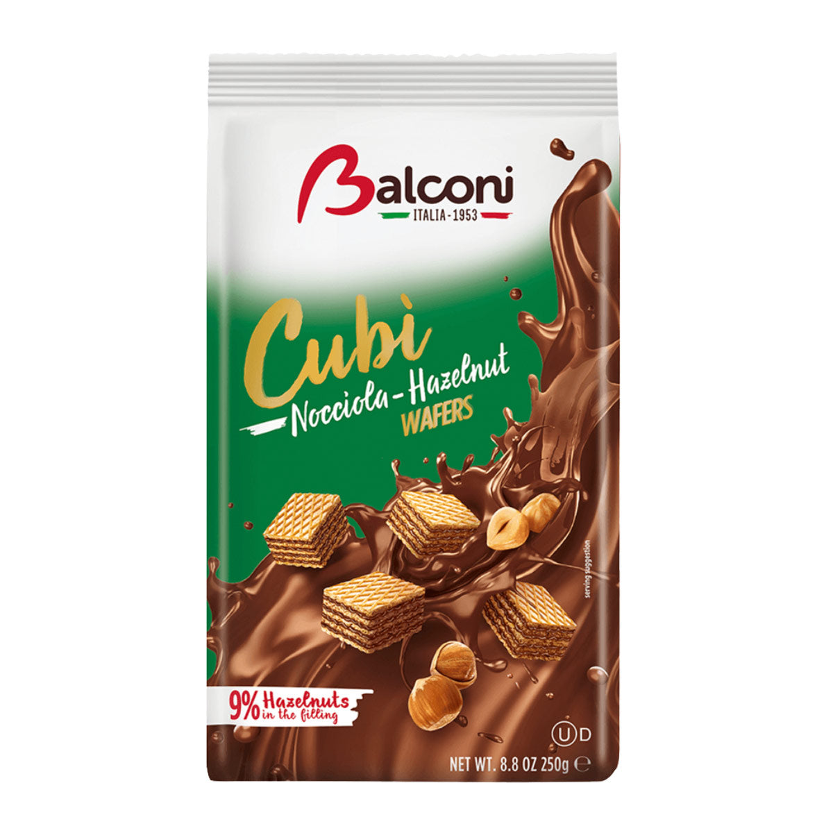 Italian Hazelnut Wafer Cubes by Balconi, 8.8 oz (250 g)