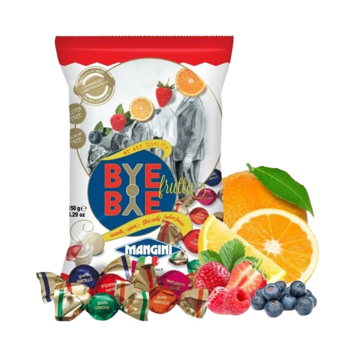 Bye Bye Frutta Filled Candies by Mangini, 5.3 oz (150 g)