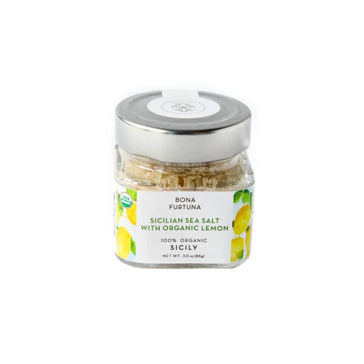 Organic Sicilian Sea Salt with Lemon by Bona Furtuna, 3 oz (86 g)