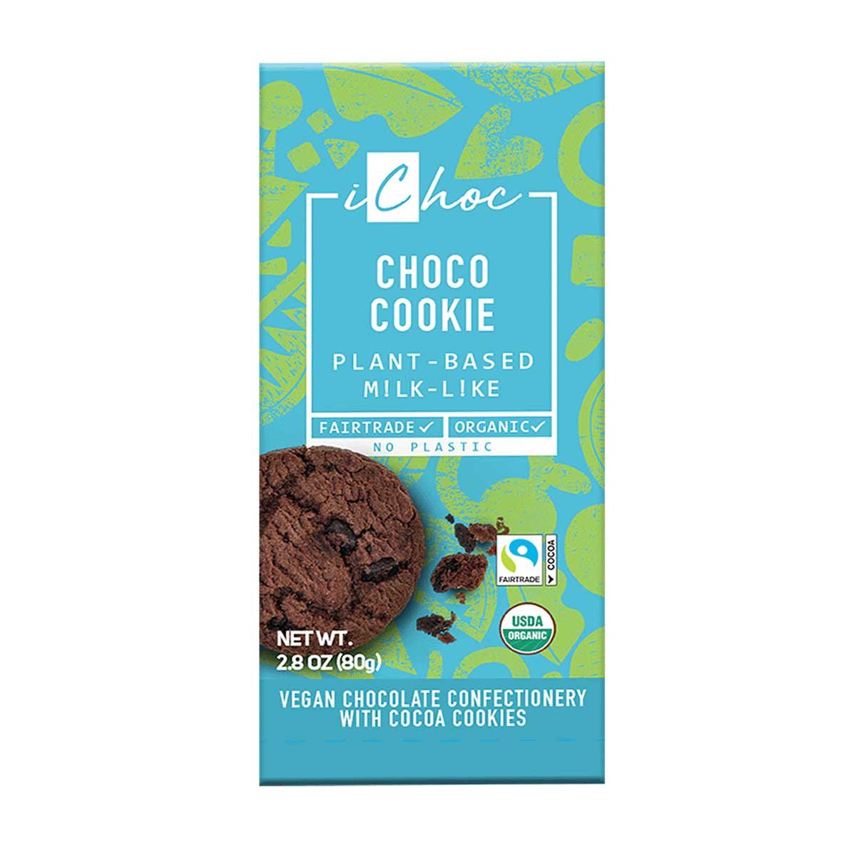 Plant-Based Organic & Vegan Chocolate Bar with Cocoa Cookies by iChoc,
