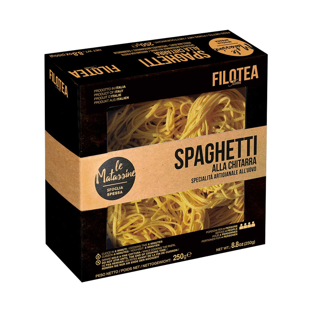 Spaghetti Alla Chitarra Nests Egg Pasta by Filotea, 8.8 oz (250 g)